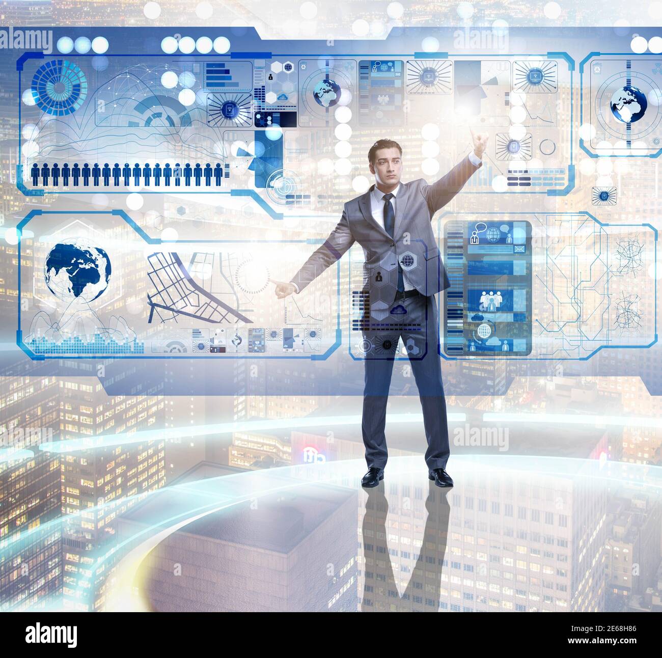 The businessman in big data management concept Stock Photo - Alamy