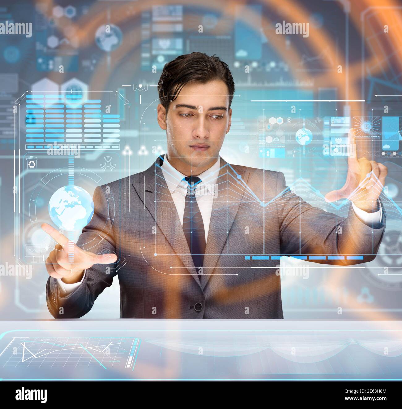 The businessman trading in world stock market Stock Photo - Alamy