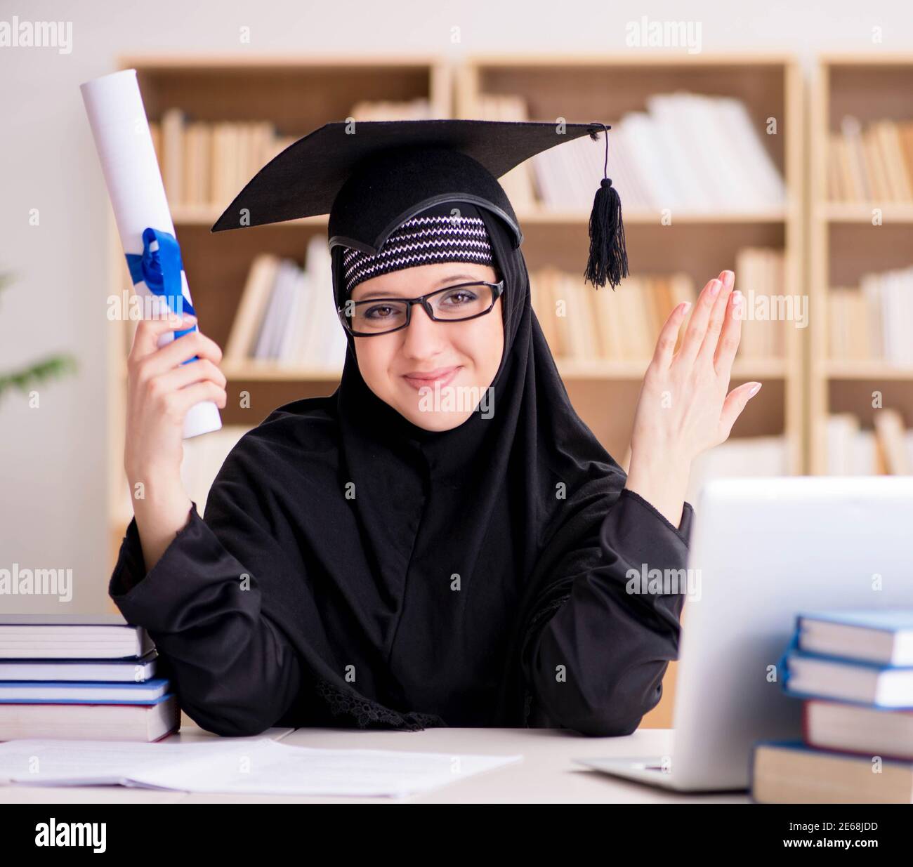 The muslim girl in hijab studying preparing for exams Stock Photo - Alamy