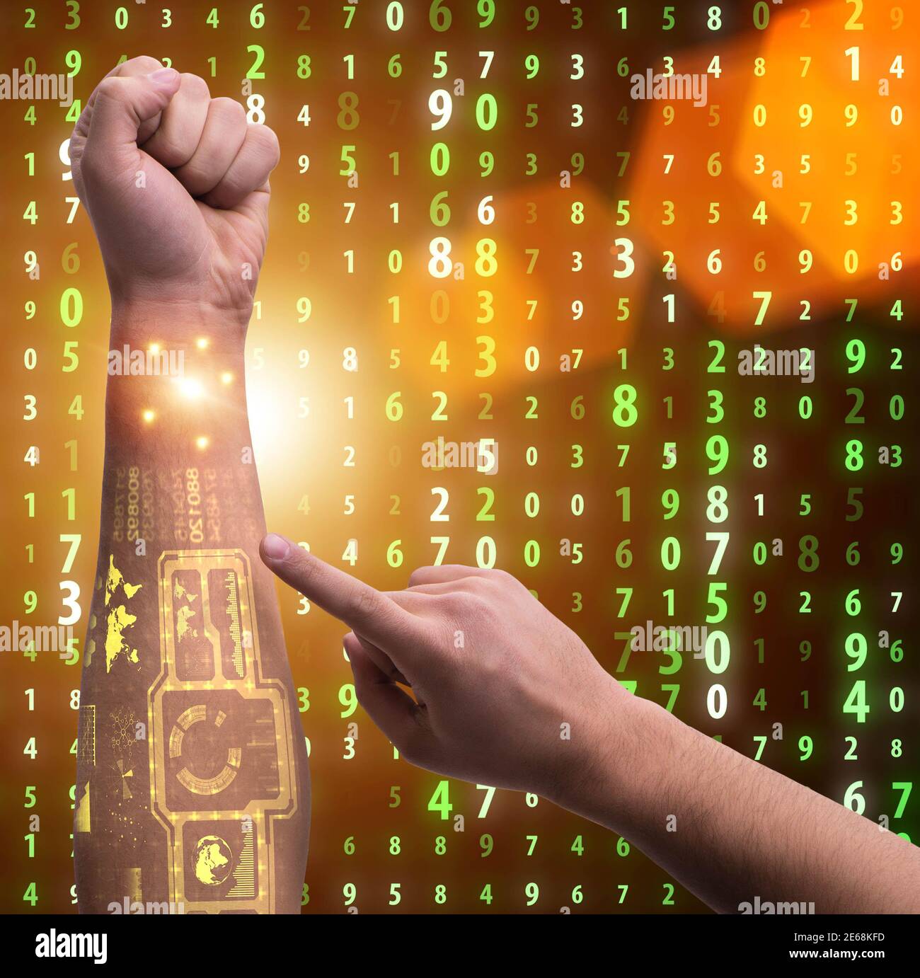 The human robotic hand in futuristic concept Stock Photo - Alamy