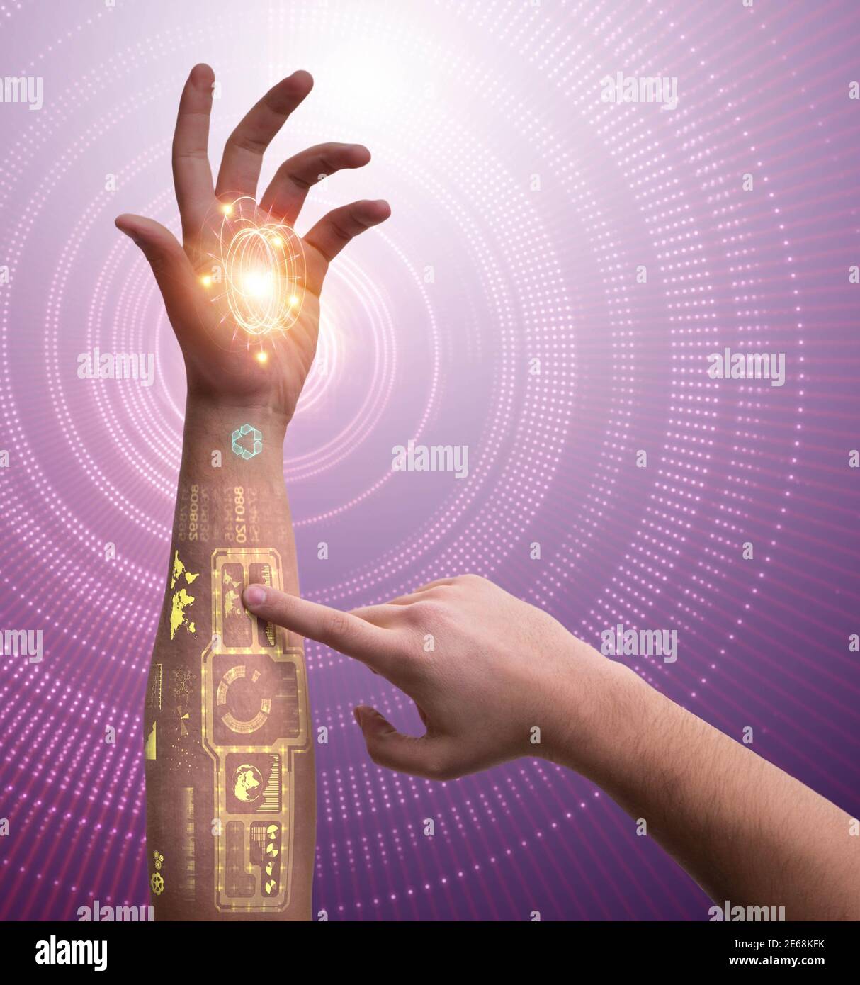 The human robotic hand in futuristic concept Stock Photo - Alamy