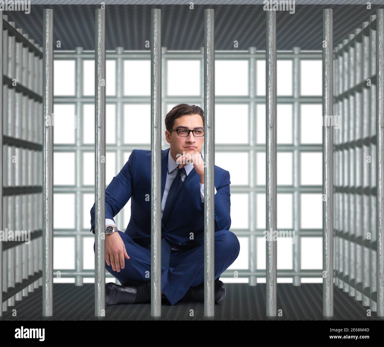 The businessman in the cage isolated on white Stock Photo - Alamy