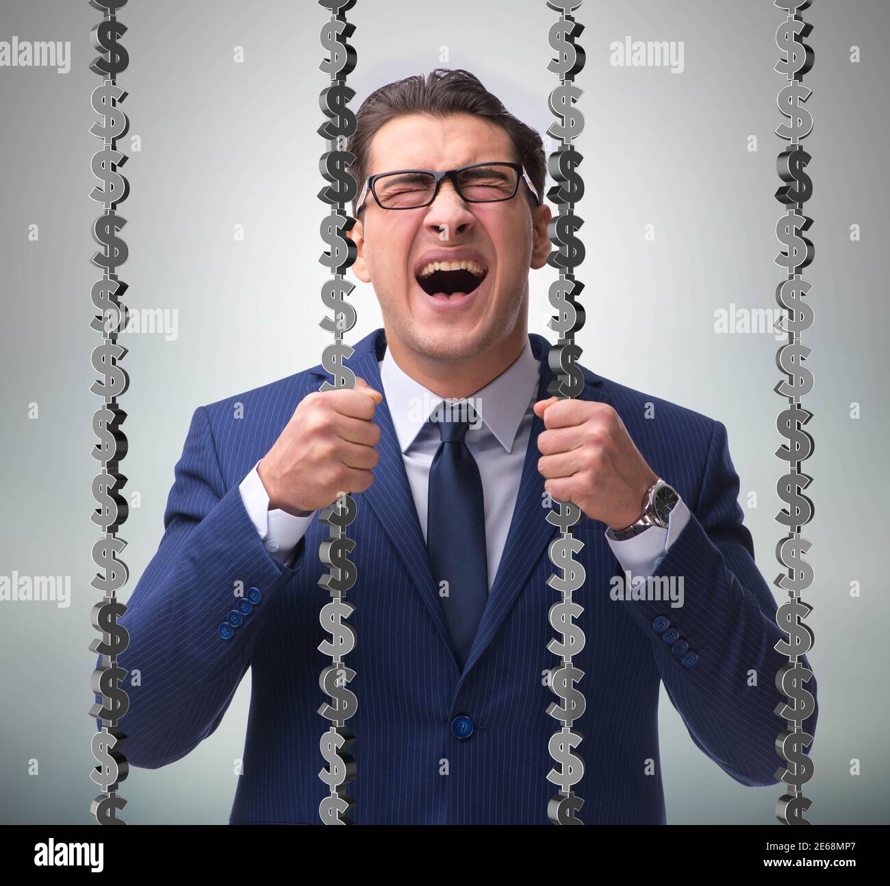 The man trapped in prison with dollars Stock Photo - Alamy