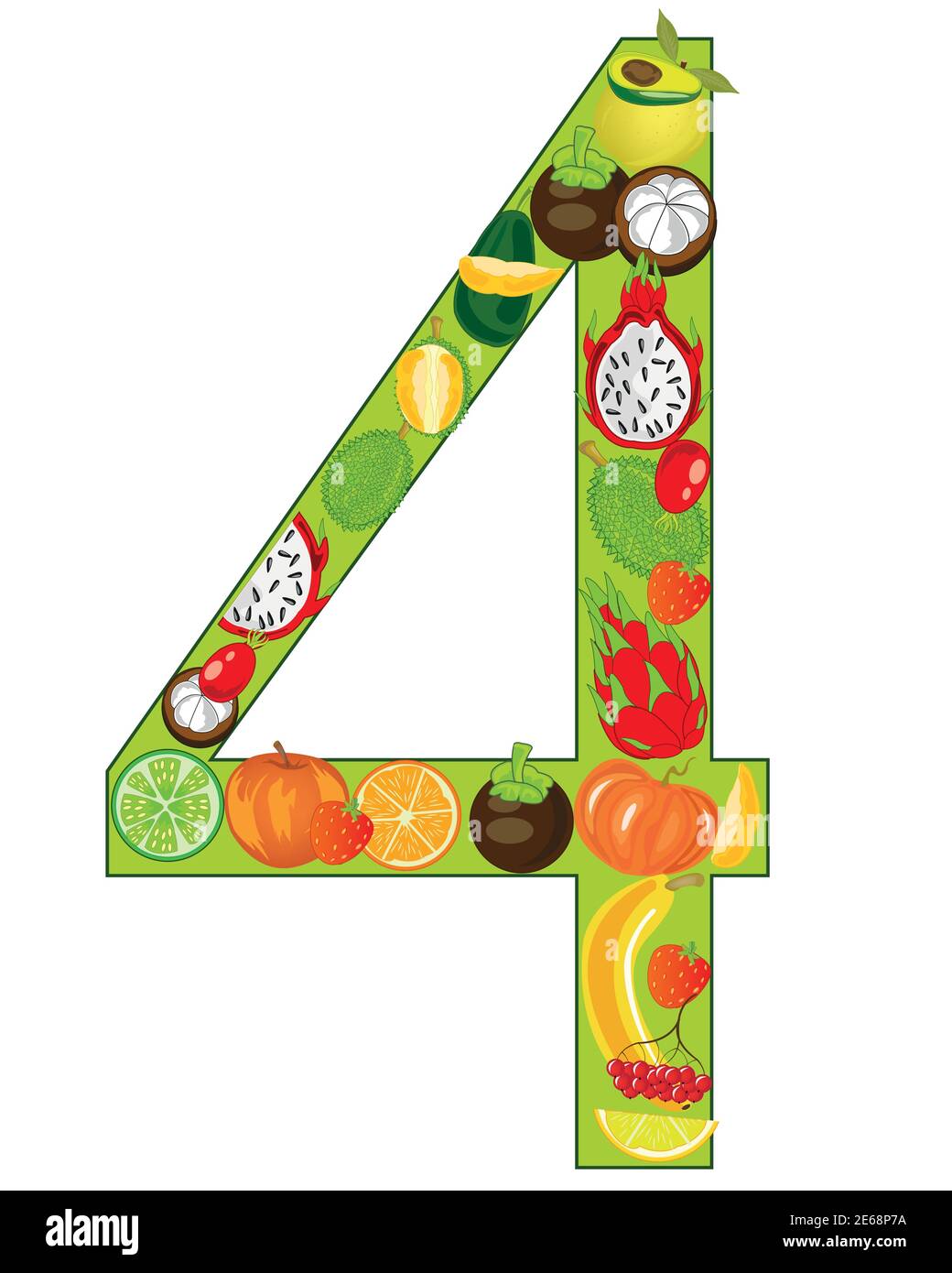 Vector illustration of the decorative numeral four from exotic fruit ...