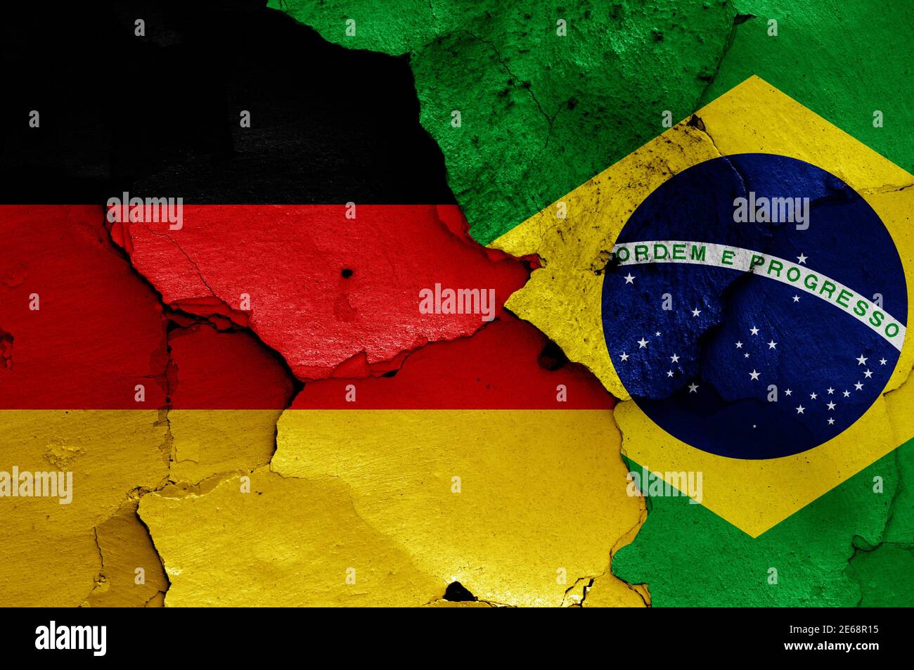flags of Germany and Brazil painted on cracked wall Stock Photo - Alamy