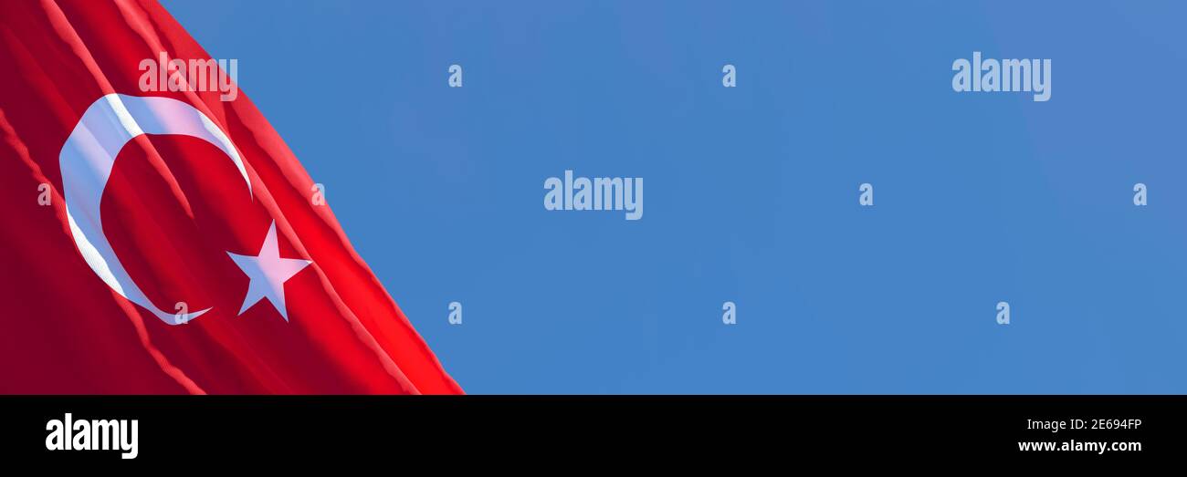 3D rendering of the national flag of Turkey waving in the wind Stock ...