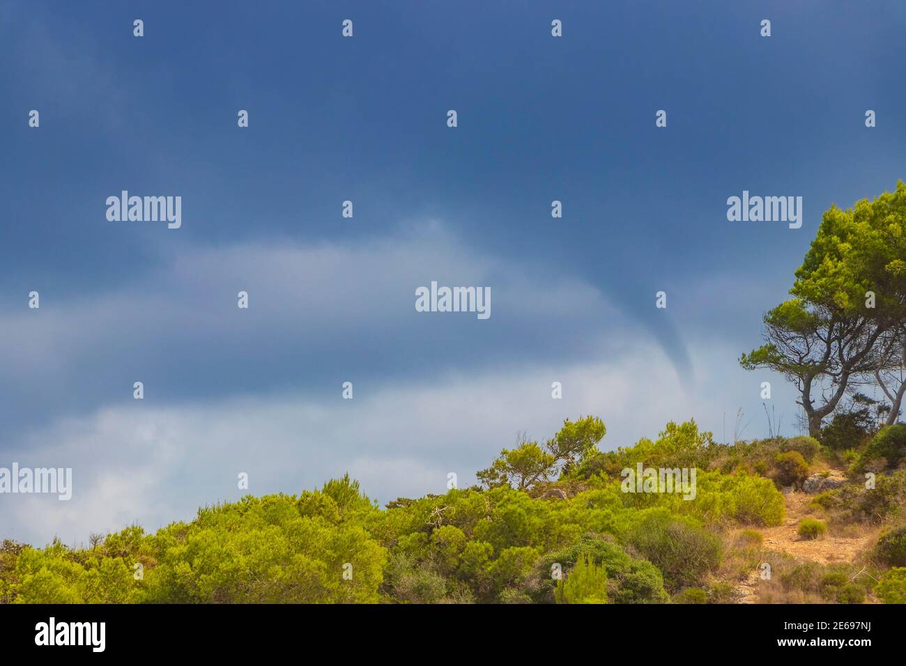 Storm comes dark storm clouds tornado over Mallorca Spain Stock Photo ...