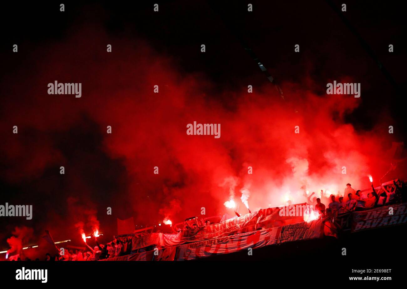 Chelsea fans at the allianz arena hi-res stock photography and images ...