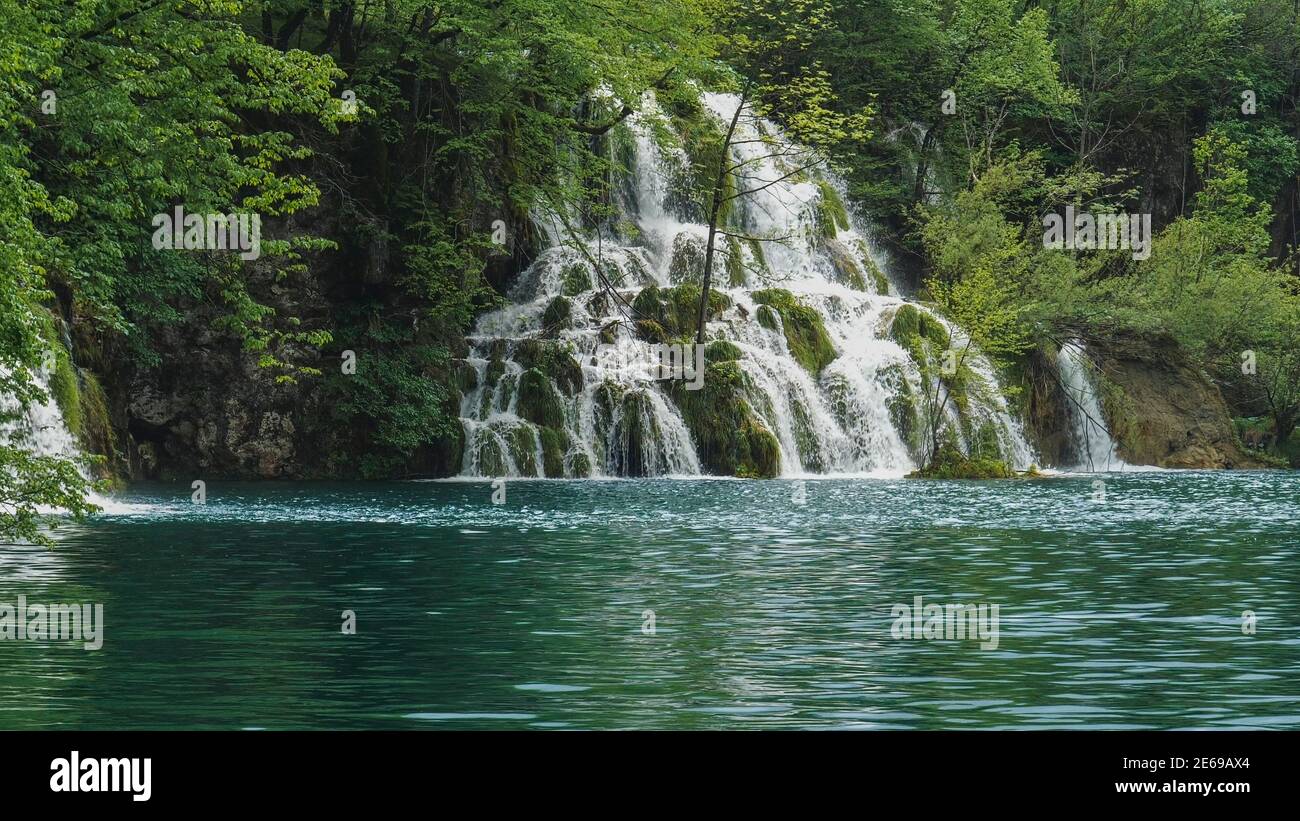 milanovacki slap waterfall plitvice lakes national park in croatia ...