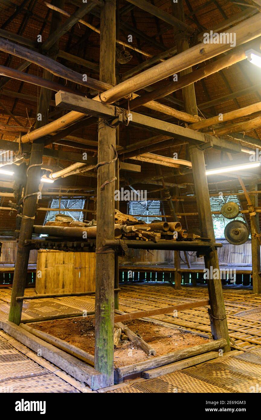 head hunters ceremonial offering of the skull in a Bidayuh Longhouse ...