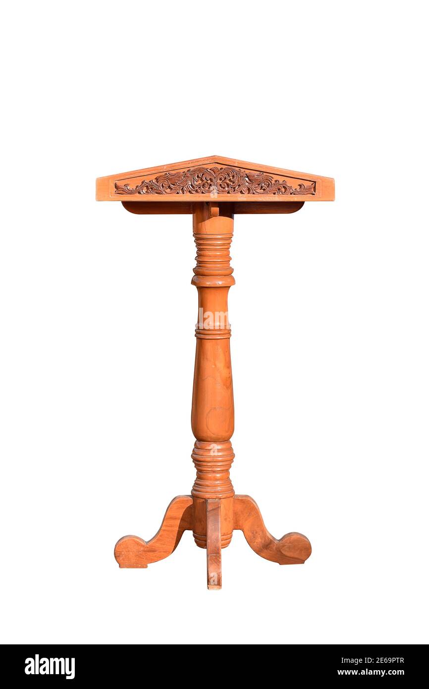 Wooden Podium Tribune Rostrum Stand Isolated on White Background, Work ...