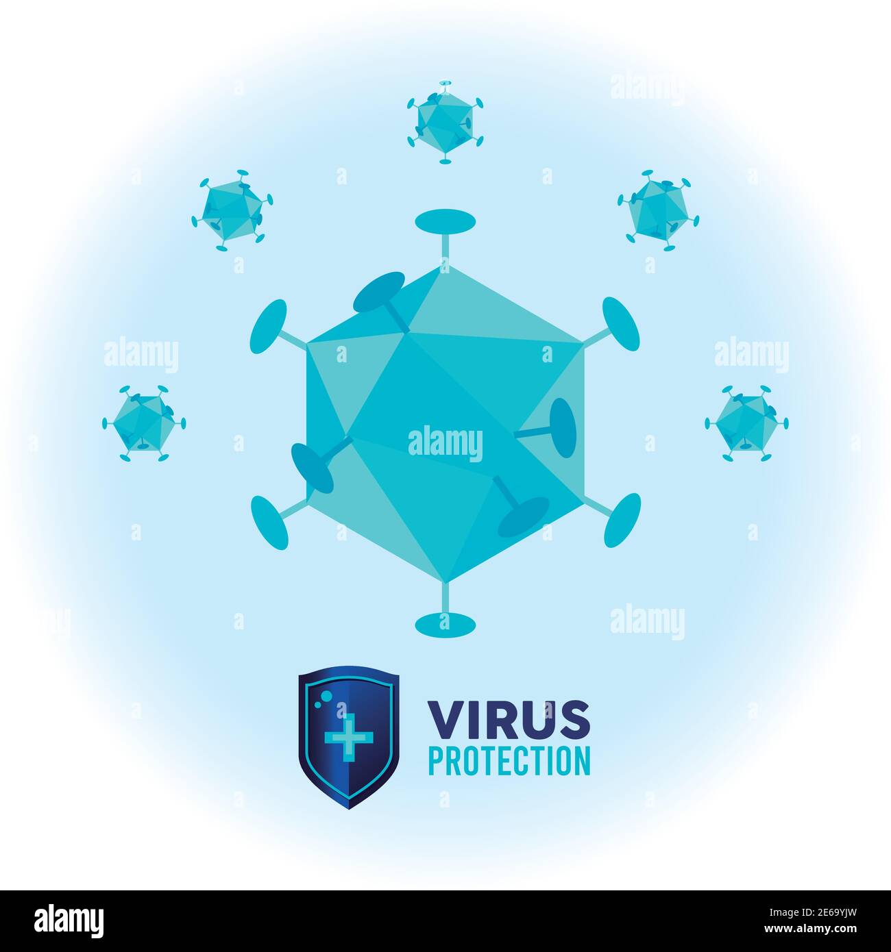 virus protection lettering with shield and covid19 particles vector ...