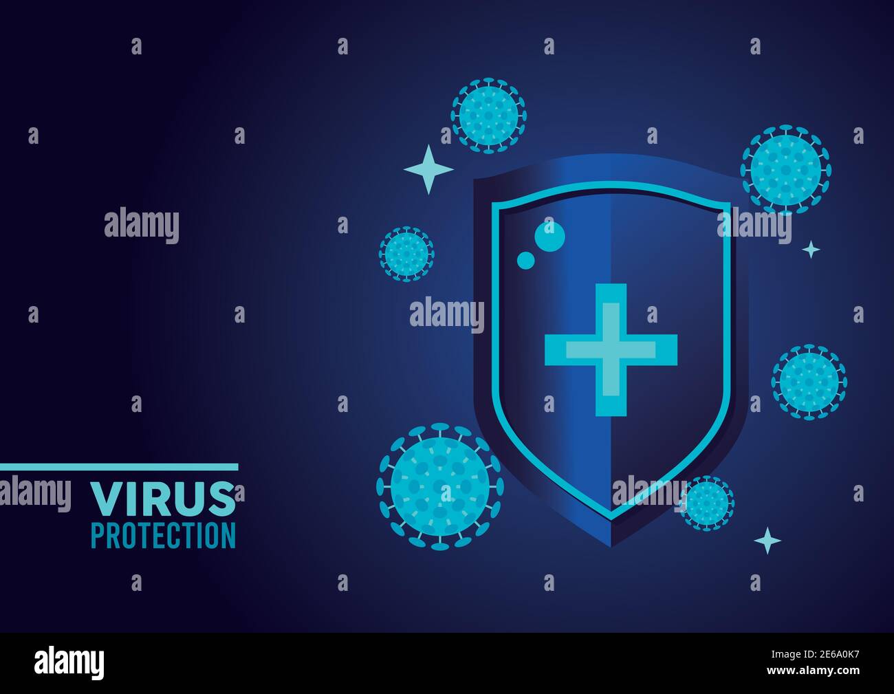 virus protection shield with particles color blue vector illustration ...