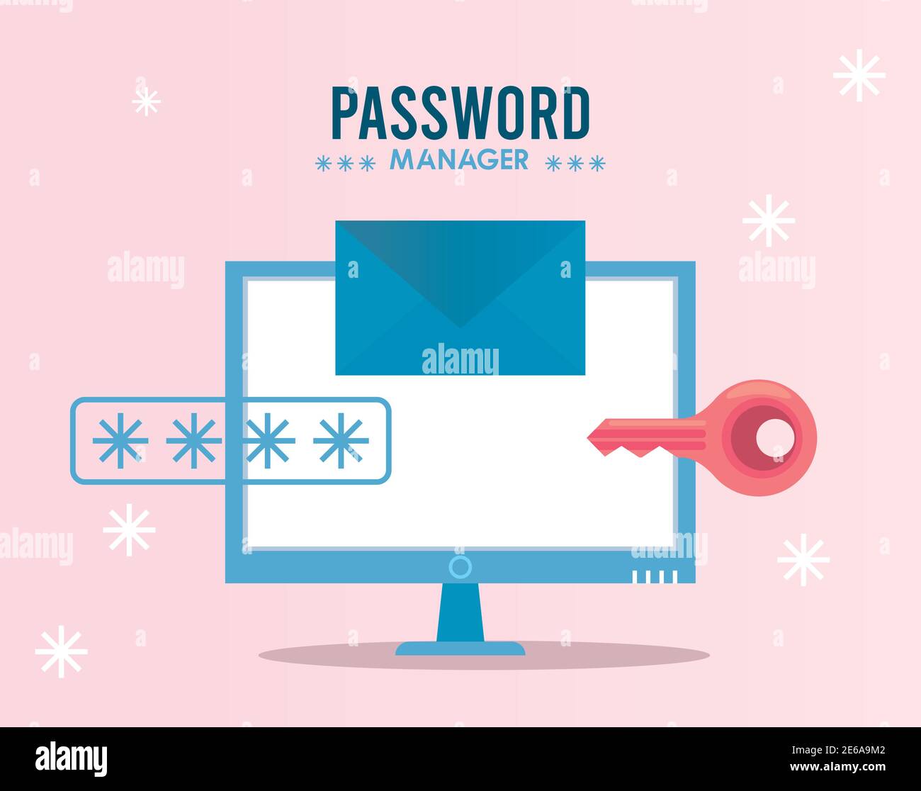 password manager theme with key and cypher in desktop vector ...