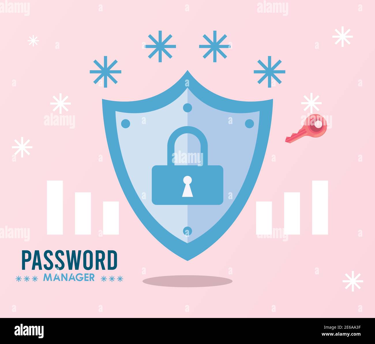 password manager theme with padlock in shield and cypher vector ...