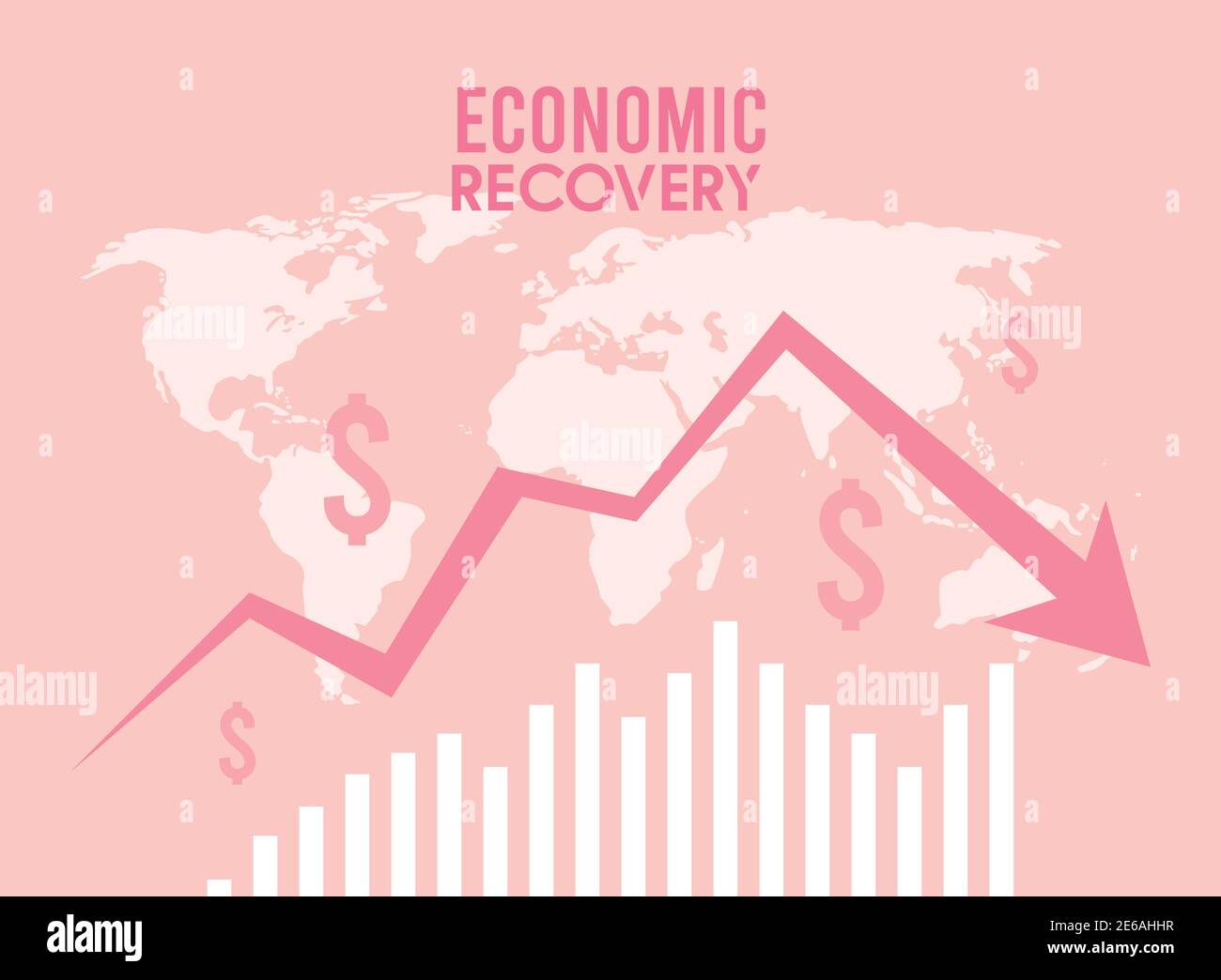 economic recovery statistics arrow with earth planet vector ...
