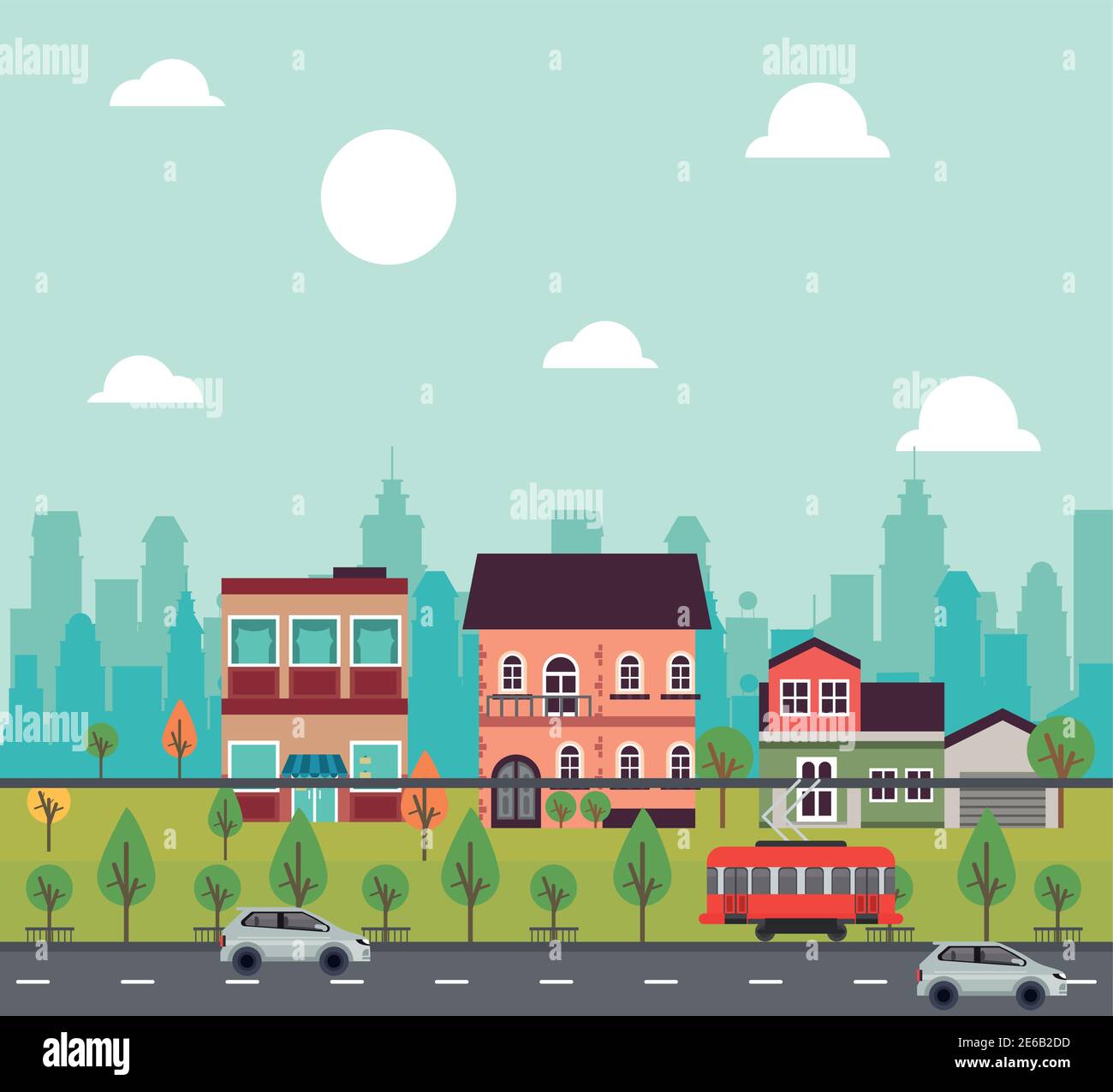 city life megalopolis cityscape scene with buildings and vehicles ...