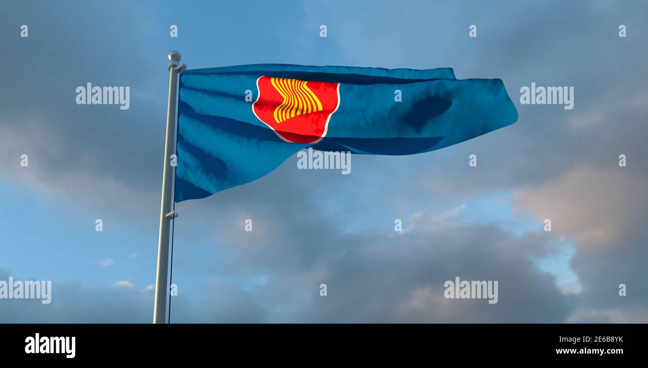 3d rendering of the national flag of the ASEAN Stock Photo - Alamy