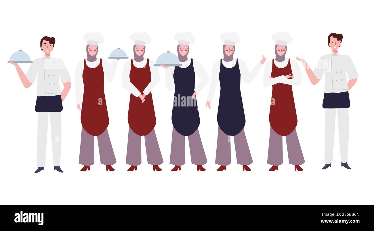 Cartoon Illustration Girl Chef Standing High Resolution Stock ...