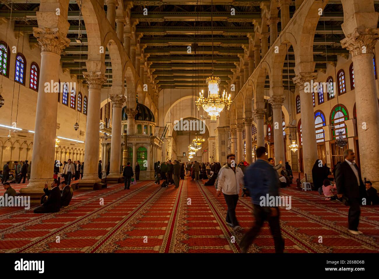 Damascus, Syria 03-27-2010: Inside of the famous Umayyad Mosque where ...