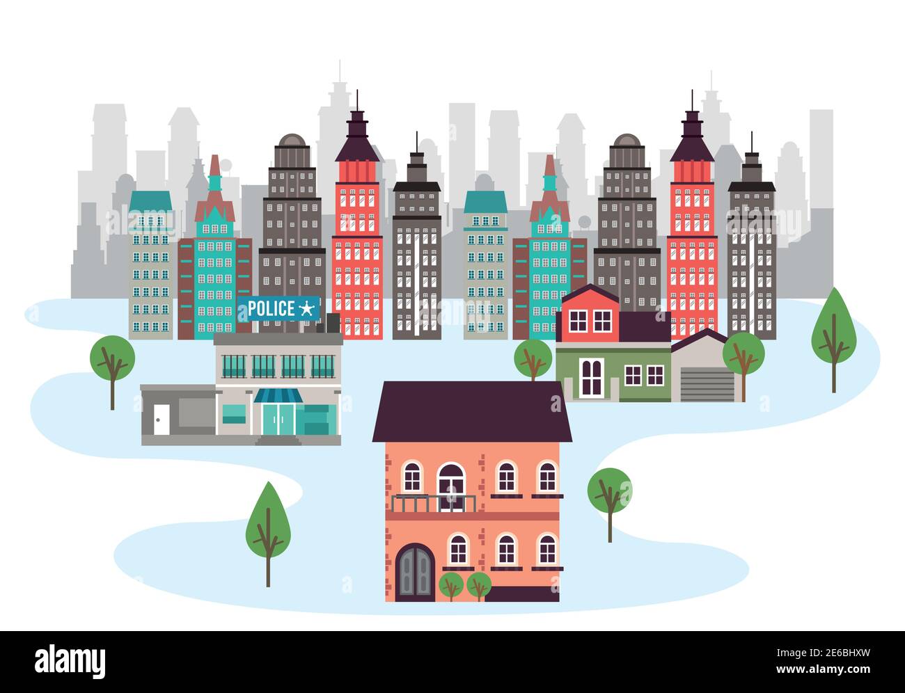 city life megalopolis cityscape scene with skyscrapers buildings vector ...
