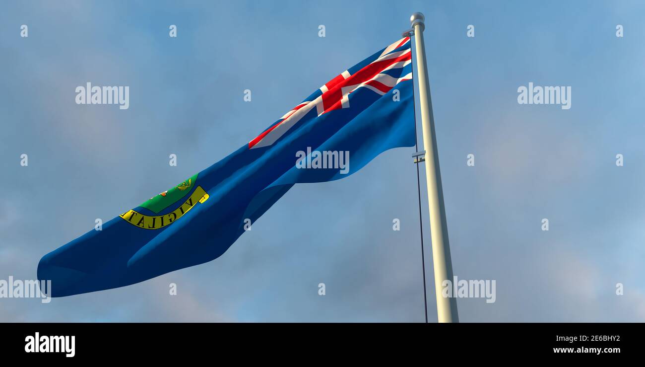 Blue sky background with british virgin islands flag hi-res stock ...