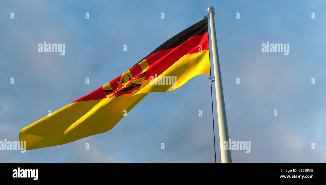 3d rendering of the national flag of the German Democratic Republic ...