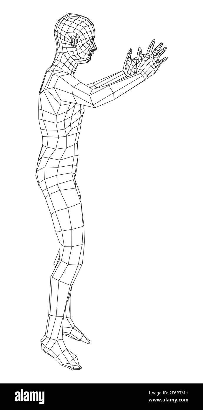 Wireframe jumping man. Vector Stock Vector Image & Art - Alamy