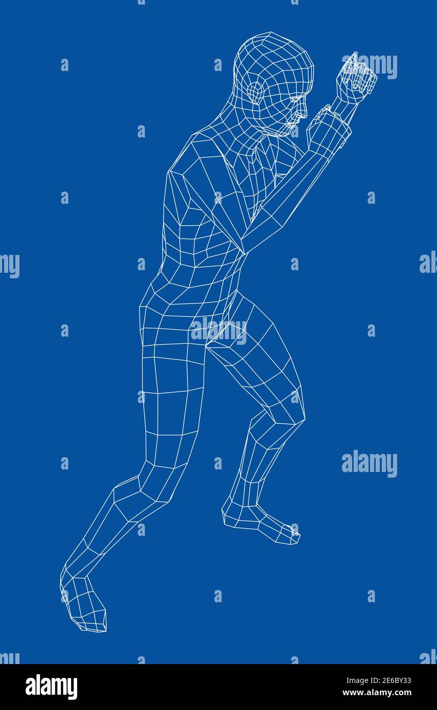 Wireframe boxing man. Vector Stock Vector Image & Art - Alamy