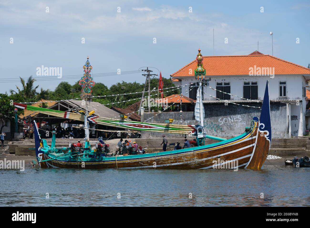 Indonesia Bali Negara - Pantai Pengambengan - Wooden fishing boats in ...
