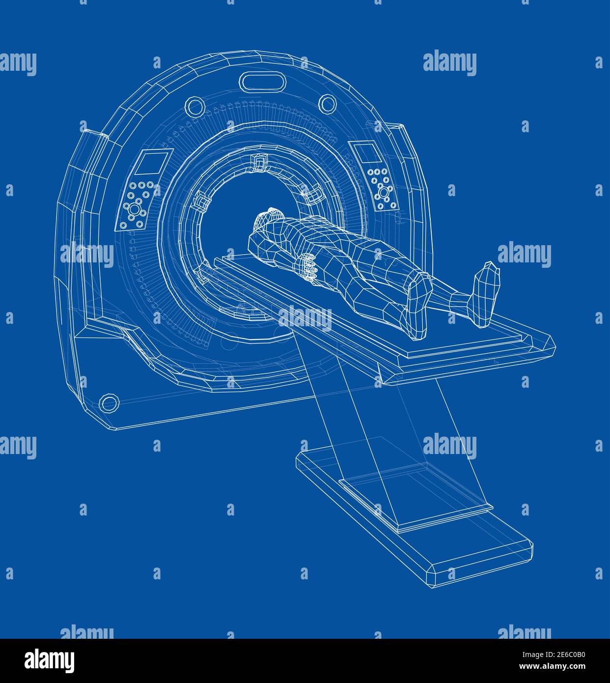 MRI machine scanning patient inside. Vector Stock Vector Image & Art ...