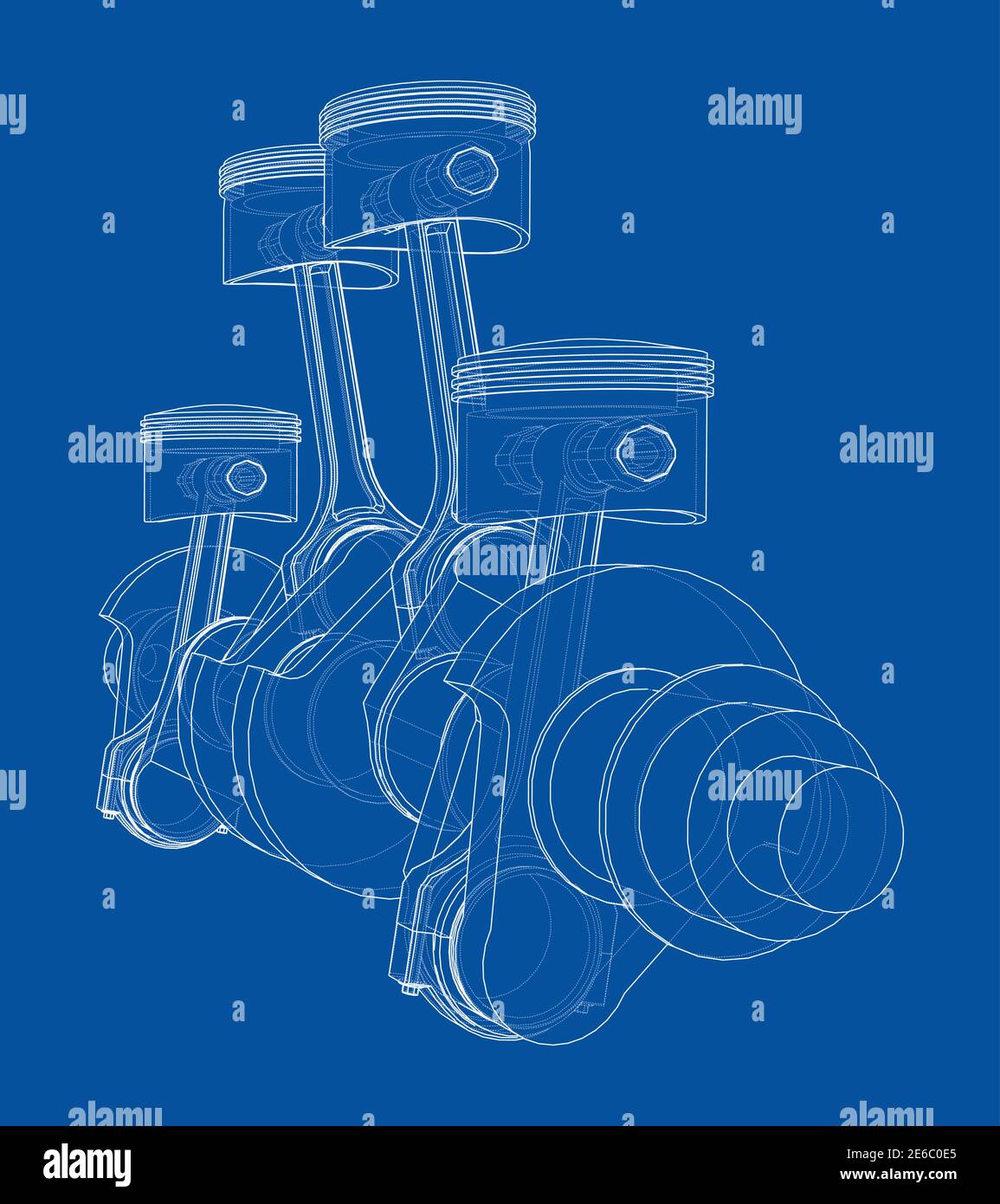 Engine crankshaft with pistons outline. Vector Stock Vector Image & Art ...