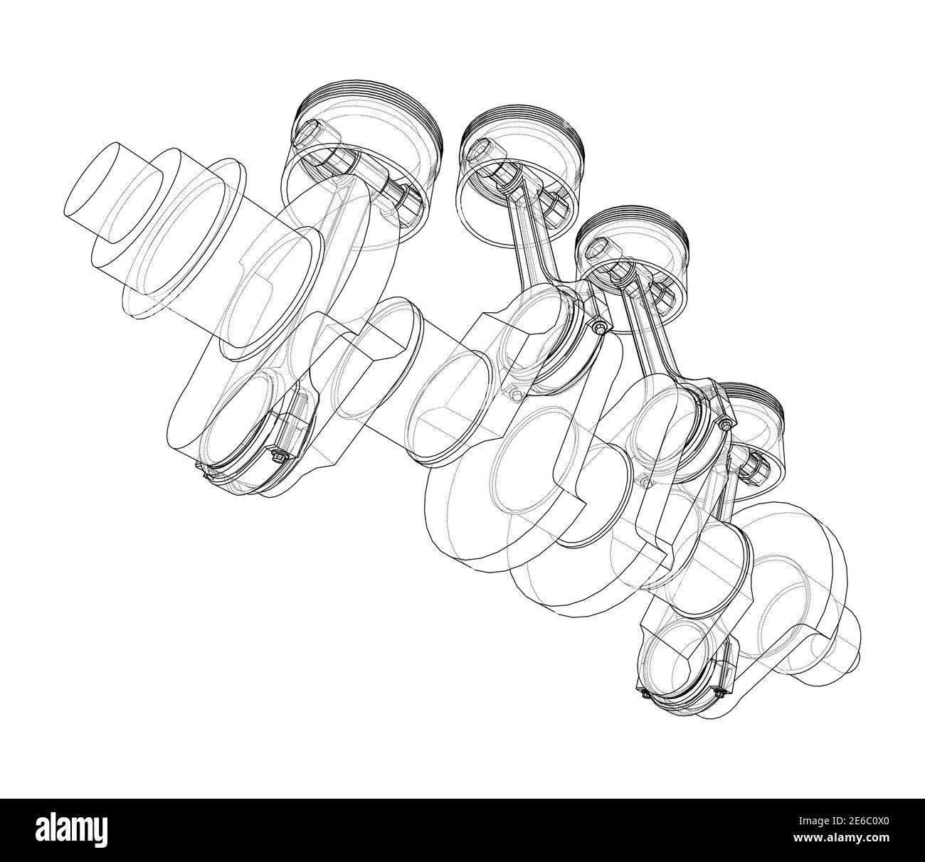 Engine crankshaft with pistons outline. Vector Stock Vector Image & Art ...