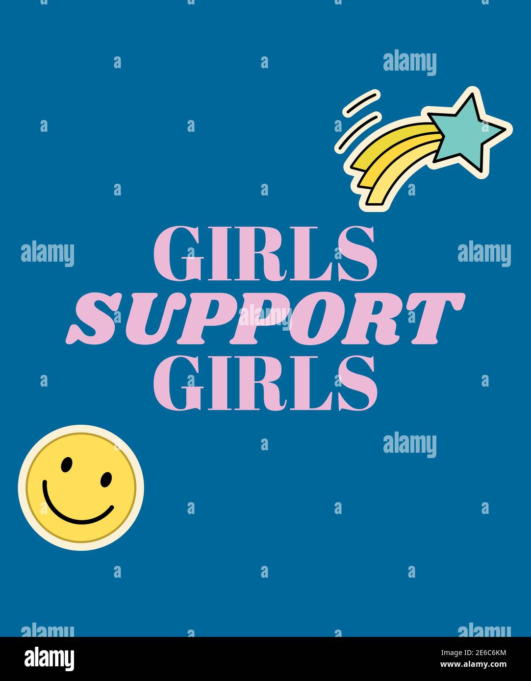 Girly T-Shirt-Design Template With Cute Cartoons Stock Photo - Alamy