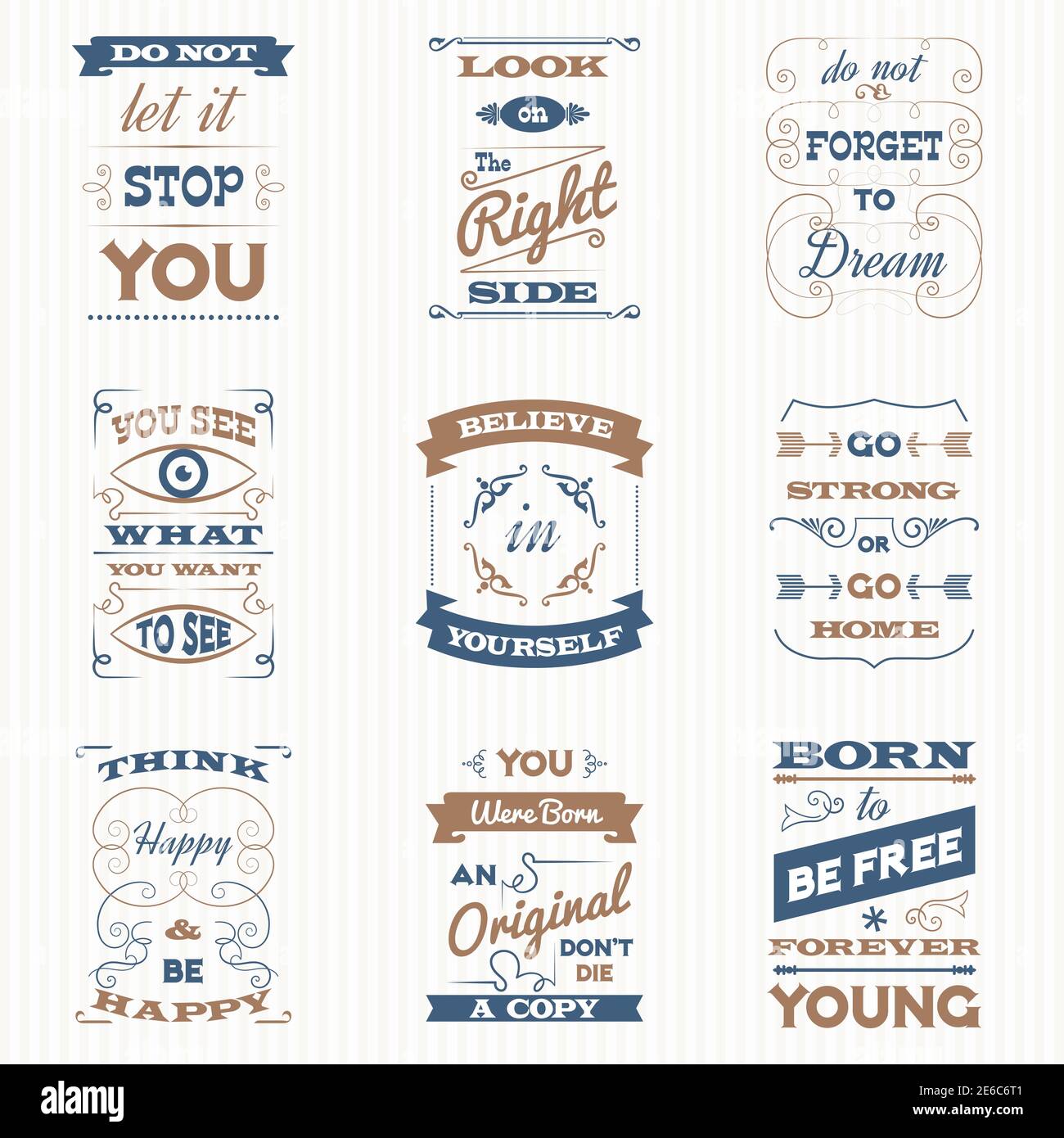 Quotes and inspirational slogans typography retro emblemt set isolated ...