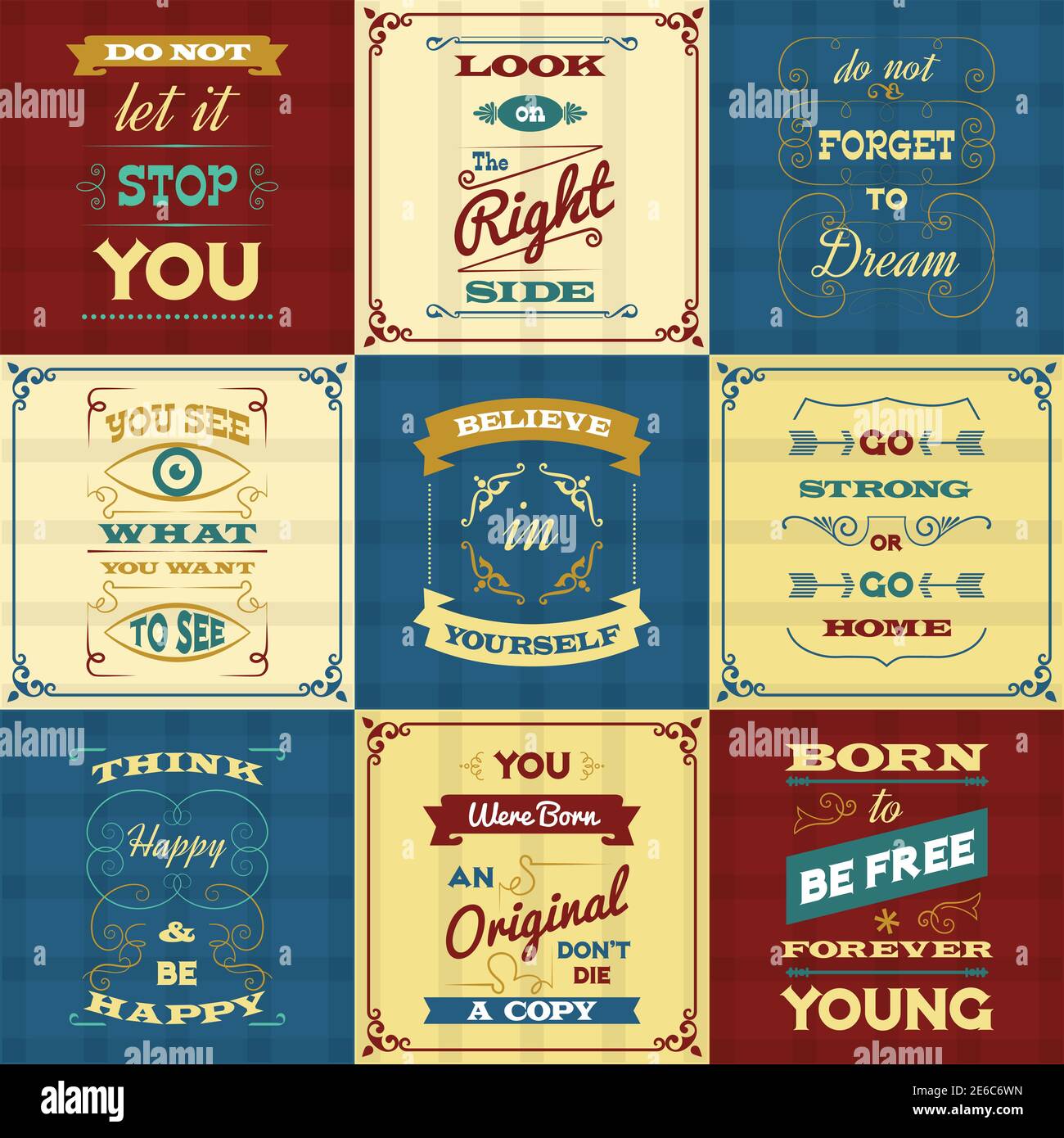 Slogan and motivational sayings typography mini posters set isolated ...