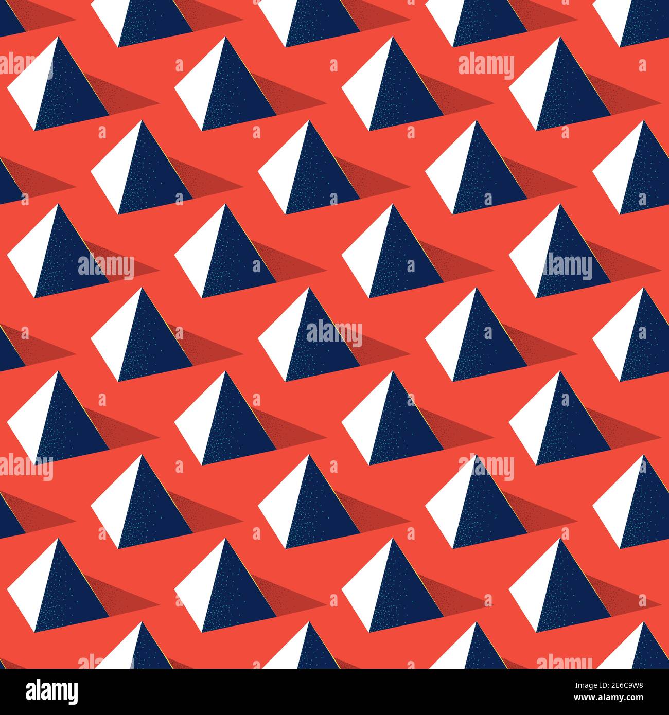 Seamless pattern with pyramid shape on red background in modern dotted ...