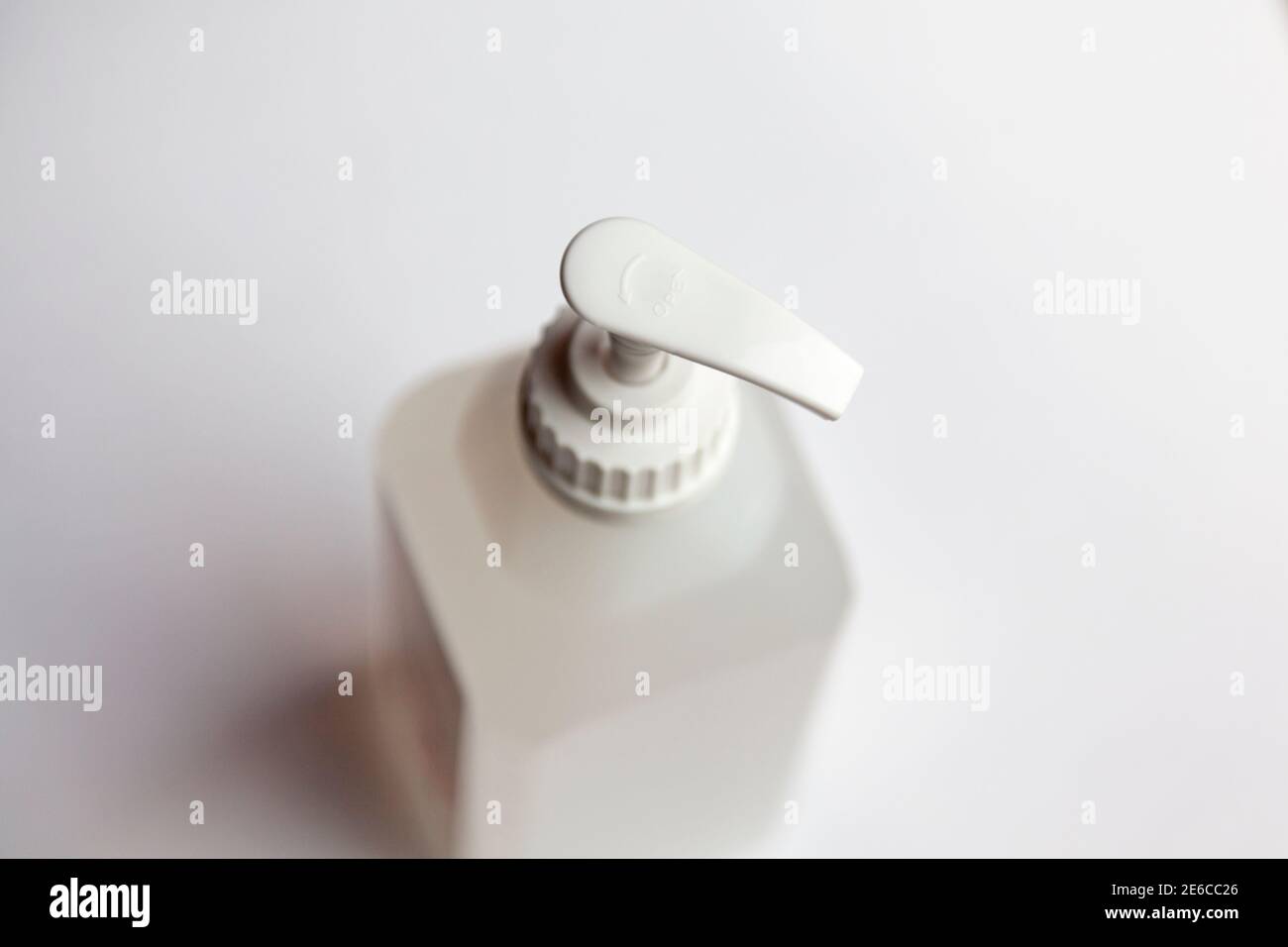 a bottle of hand alcohol in pump packaging Stock Photo - Alamy