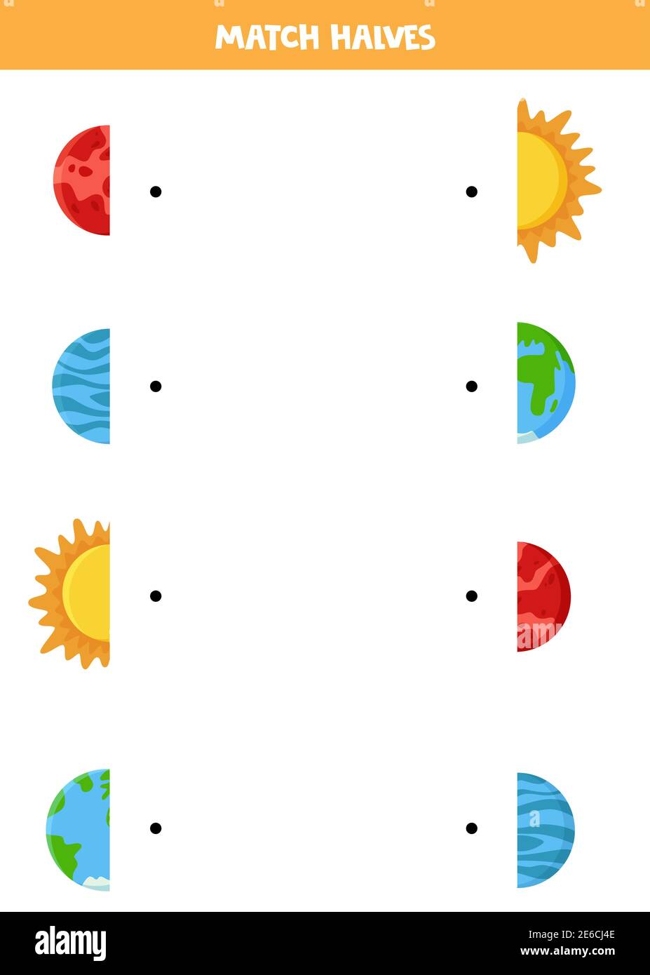 Match halves of Sun and planets. Logical game for kids Stock Vector ...