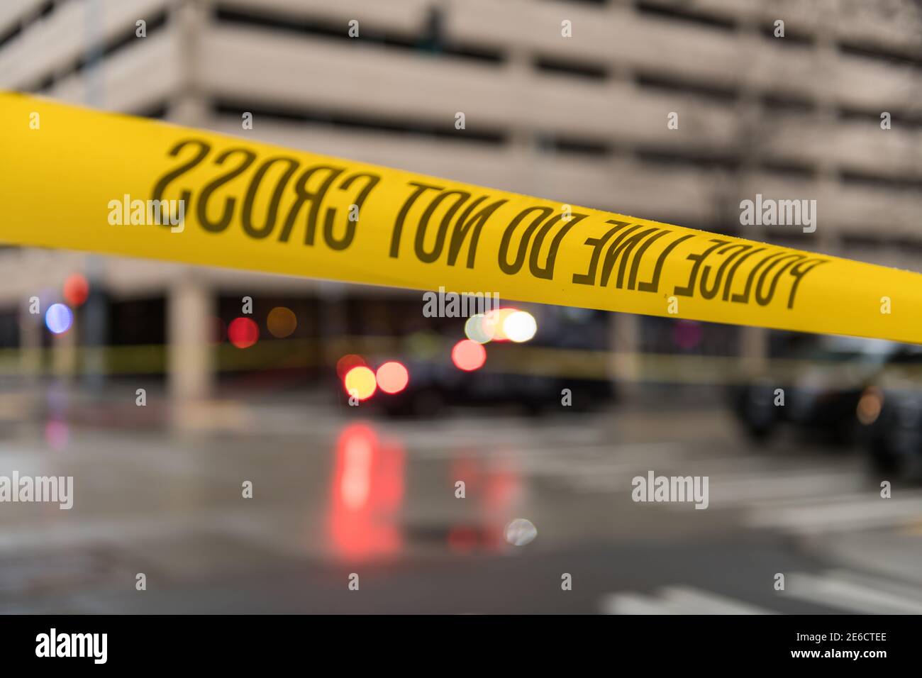Police line at a shooting crime scene Stock Photo - Alamy