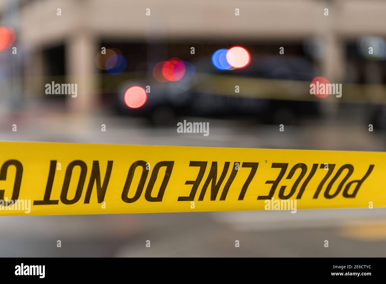 Police line at a shooting crime scene Stock Photo - Alamy