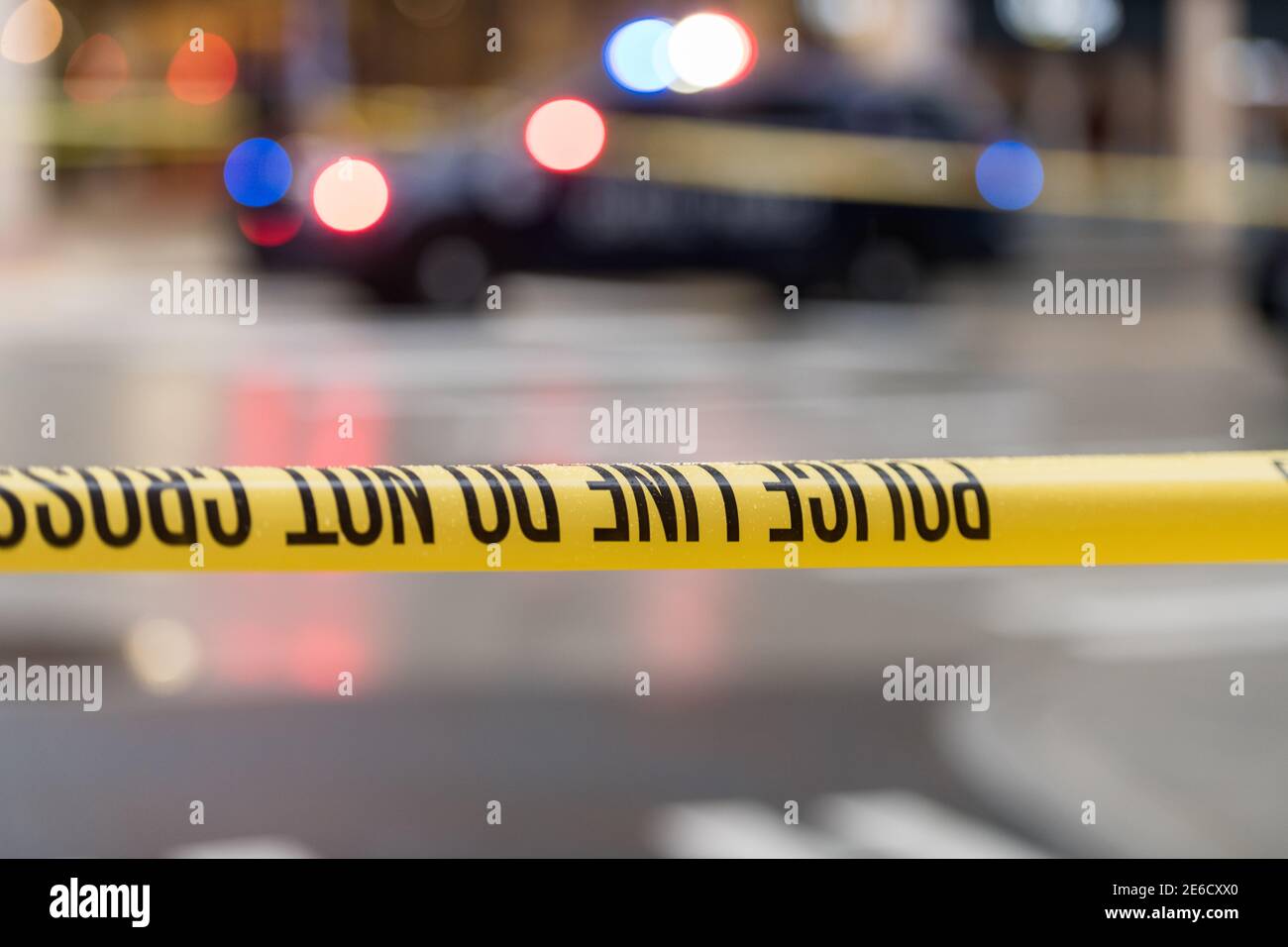 Police line at a shooting crime scene Stock Photo - Alamy
