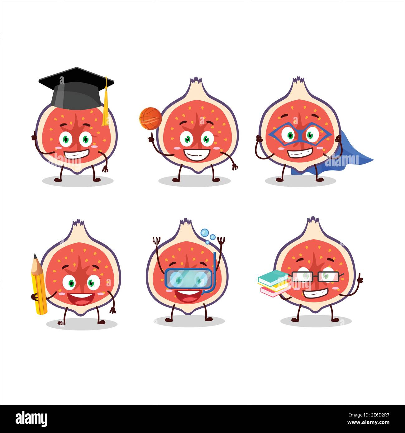 School student of slice of fig cartoon character with various ...