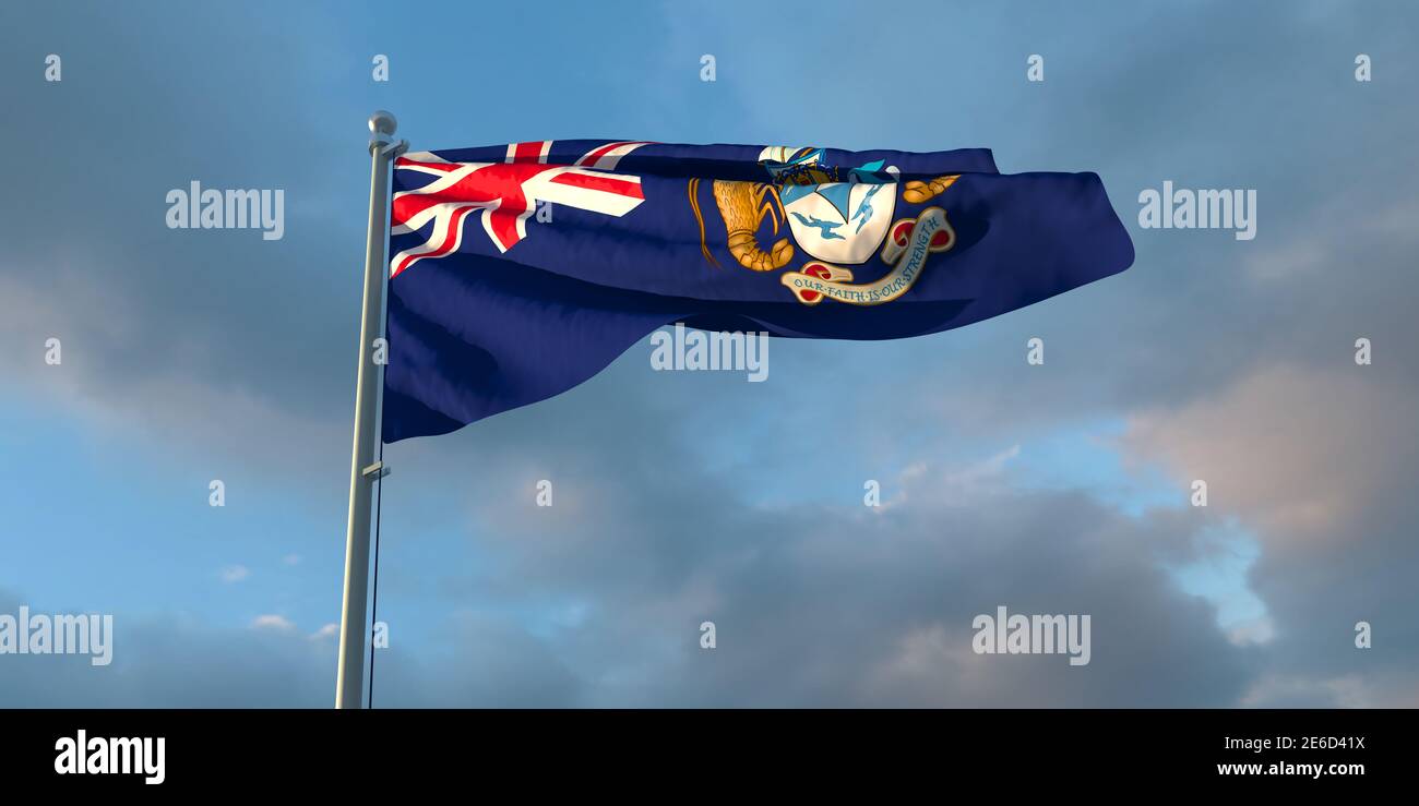 3d rendering of the national flag of the Tristan da Cunha Stock Photo ...