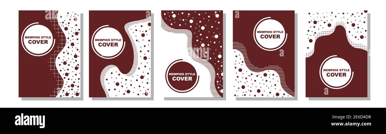 Set of Memphis Style Covers. Flat Vector Illustrations for Background ...