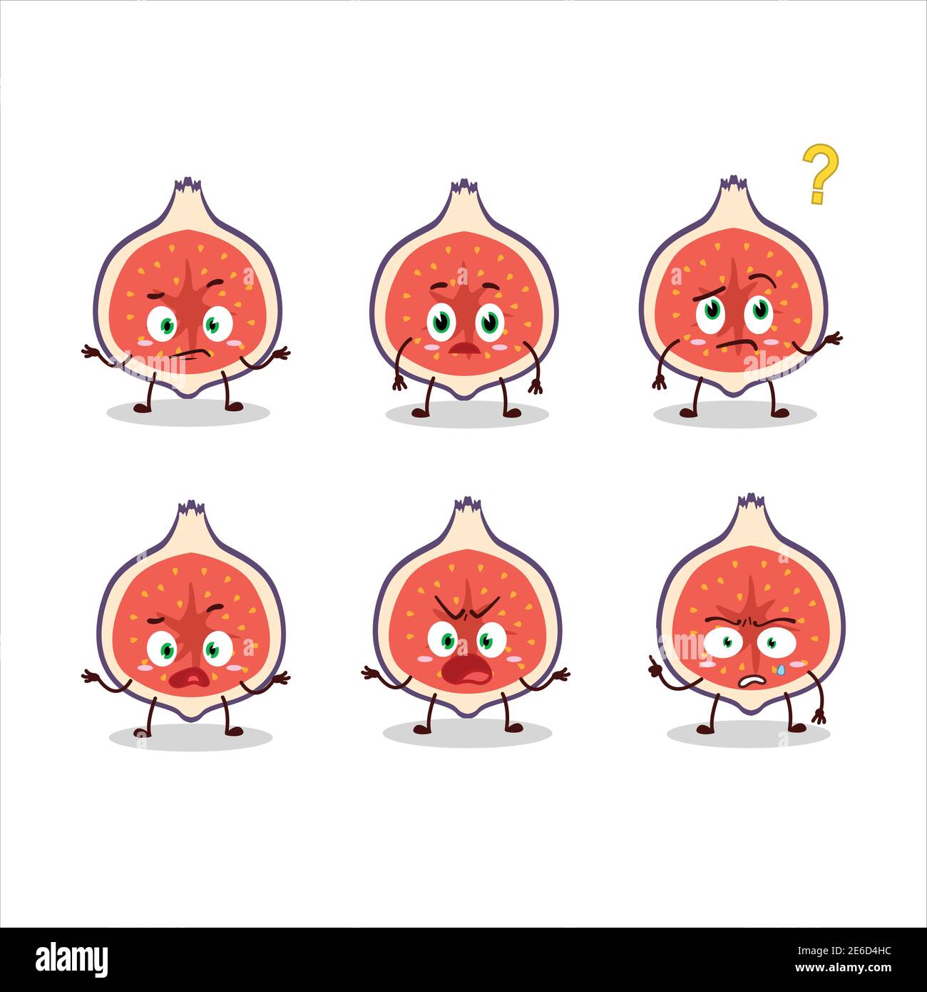 Cartoon character of slice of fig with what expression. Vector ...