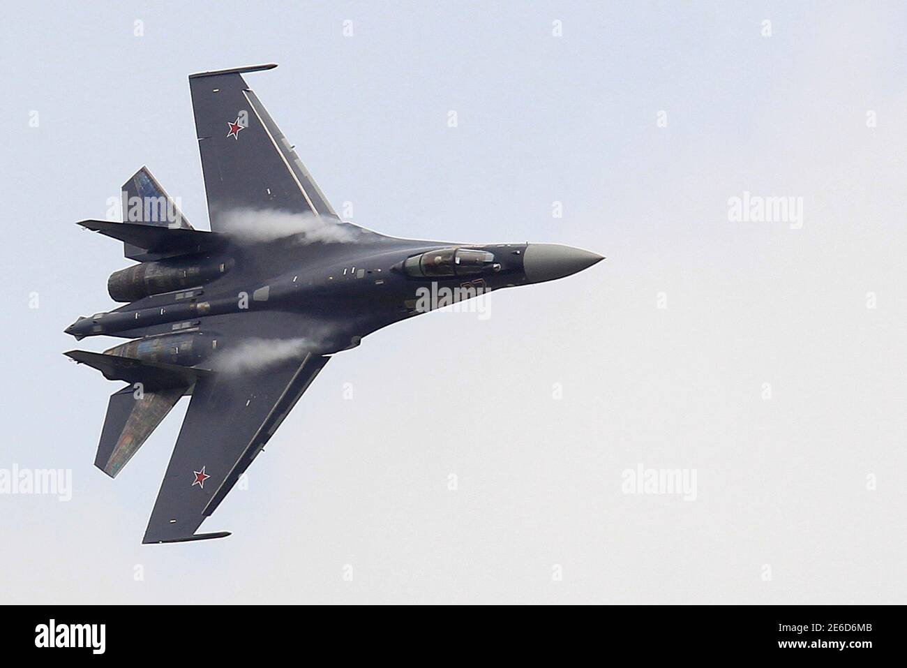 A Sukhoi Su-35 fighter with special vectored thrust jet engines takes ...