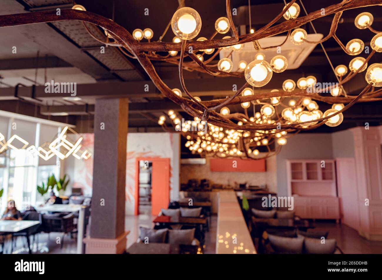 Empty cafe or restaurant interior at a daytime Stock Photo - Alamy