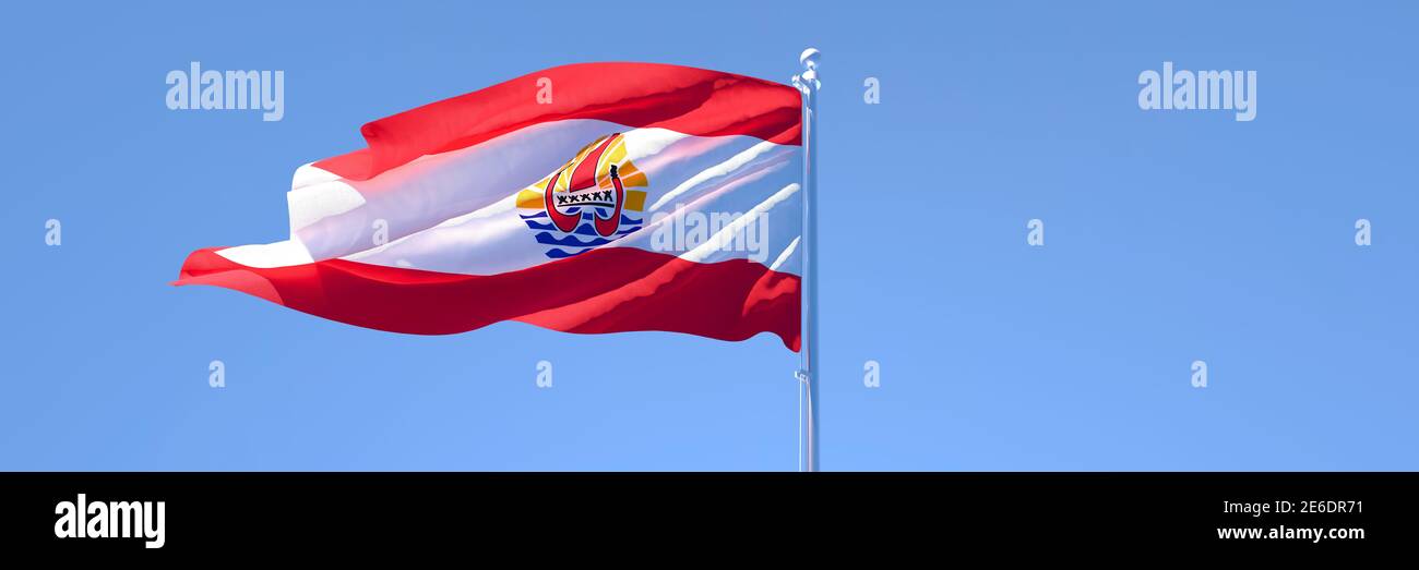 Polynesian flag waving wind blue hi-res stock photography and images ...