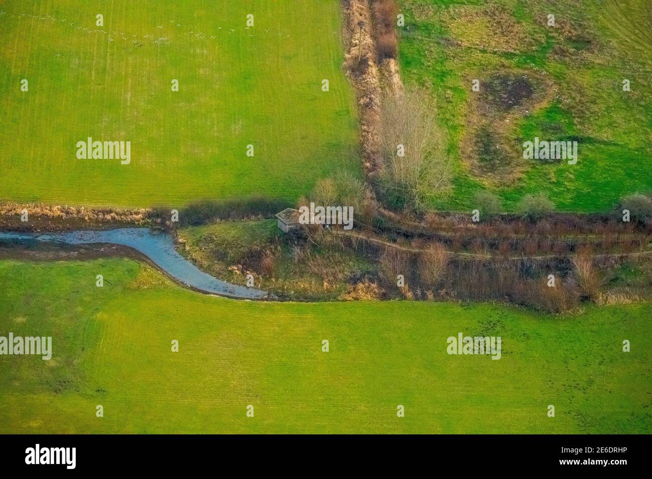 Aerial view of the National Protected Area Lippeauen at the river Lippe ...